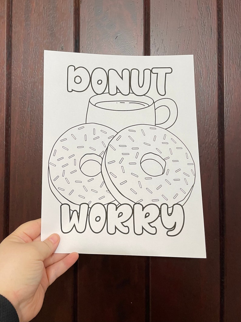 Donut Worry Coloring Page - Etsy