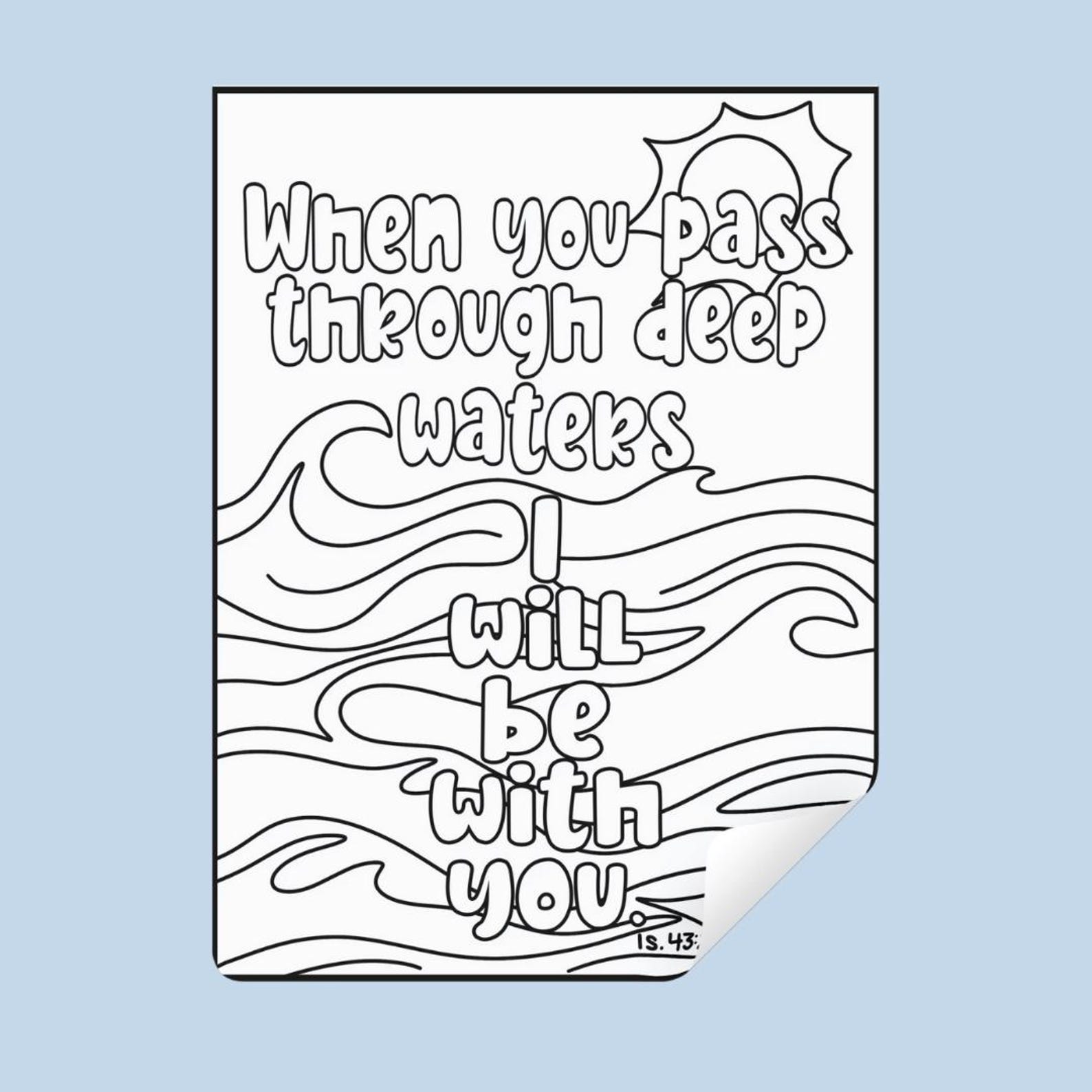 The Lord is With You Coloring Page- Isaiah 43:2 - Etsy