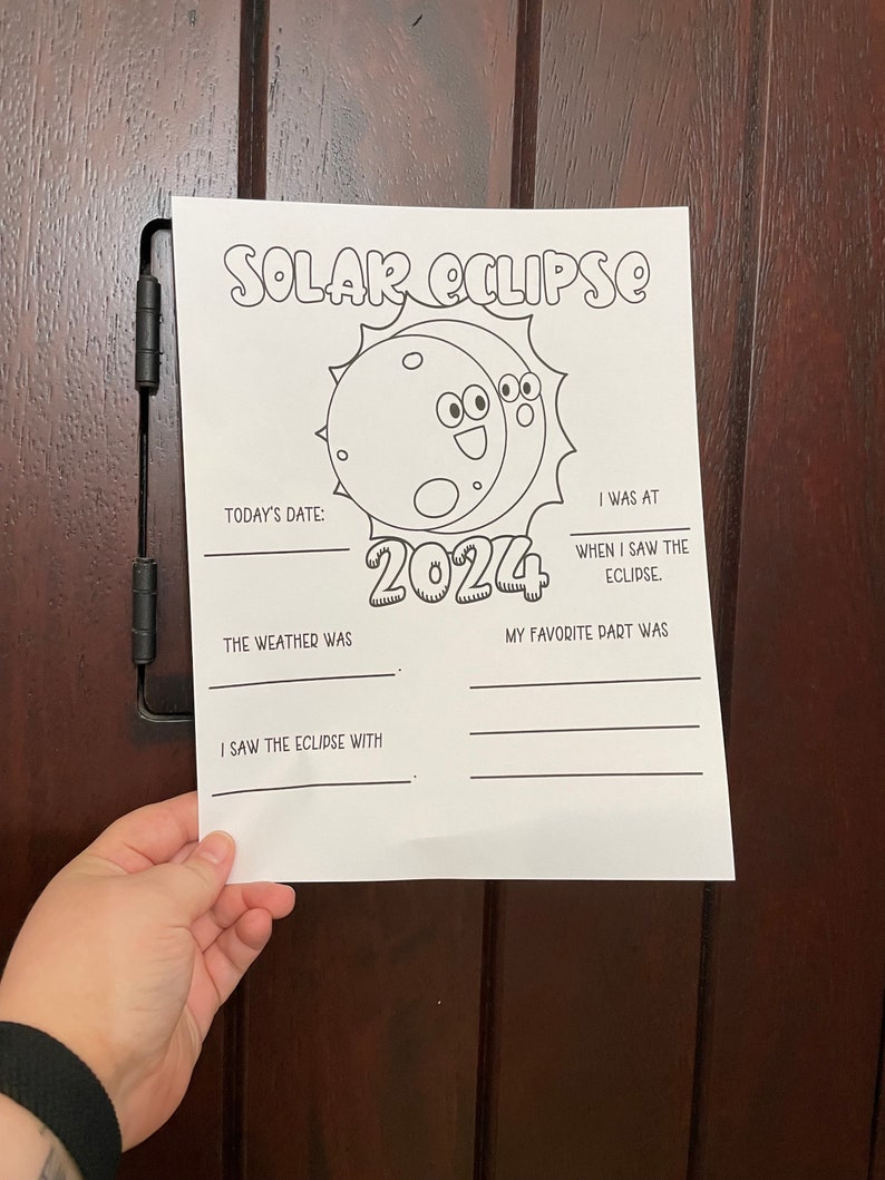 Solar Eclipse Coloring Activity Page - Etsy