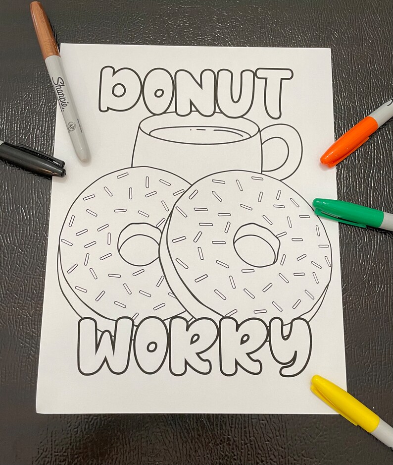 Donut Worry Coloring Page - Etsy