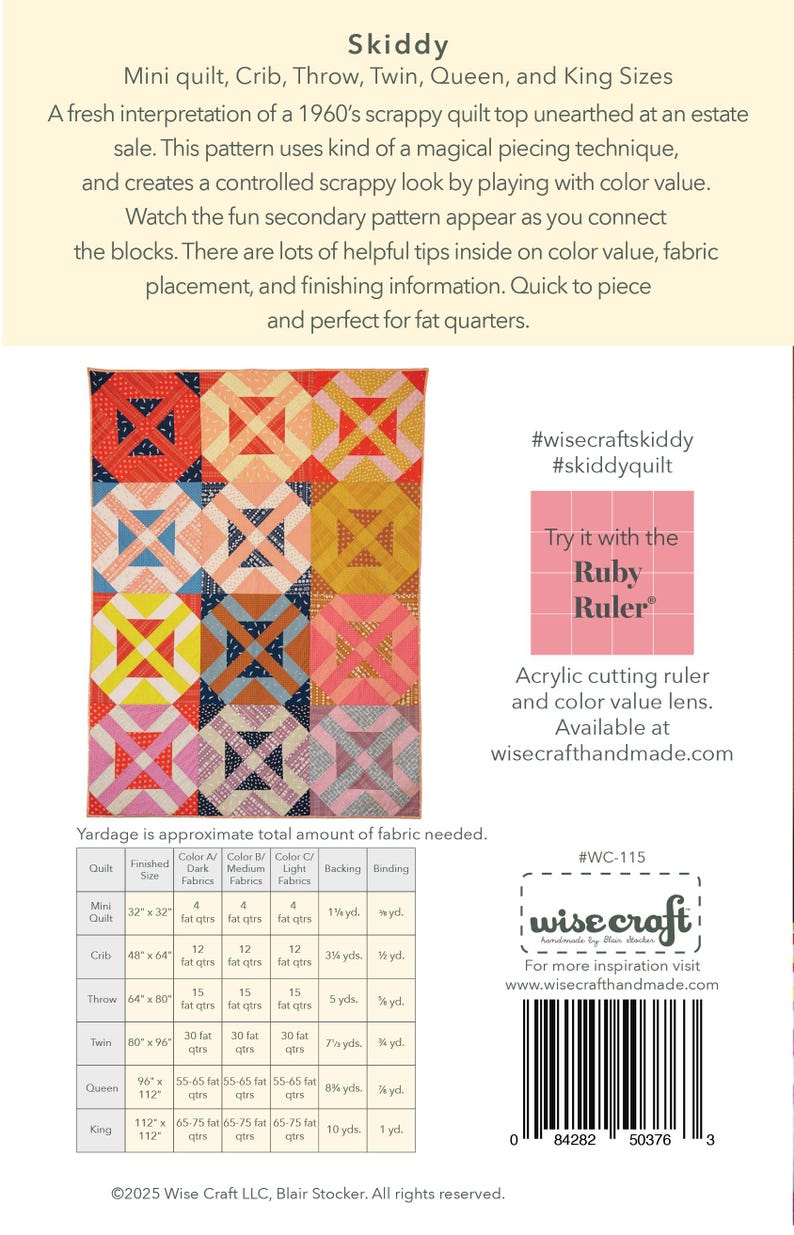 Skiddy Modern Quilt PDF Pattern, Instant Download - Etsy