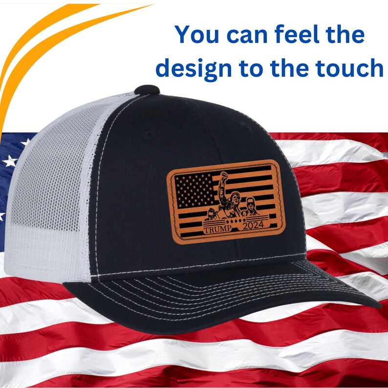 Trump 2024 God Bless America Trucker Hat Trump Fight Distressed Leather ...