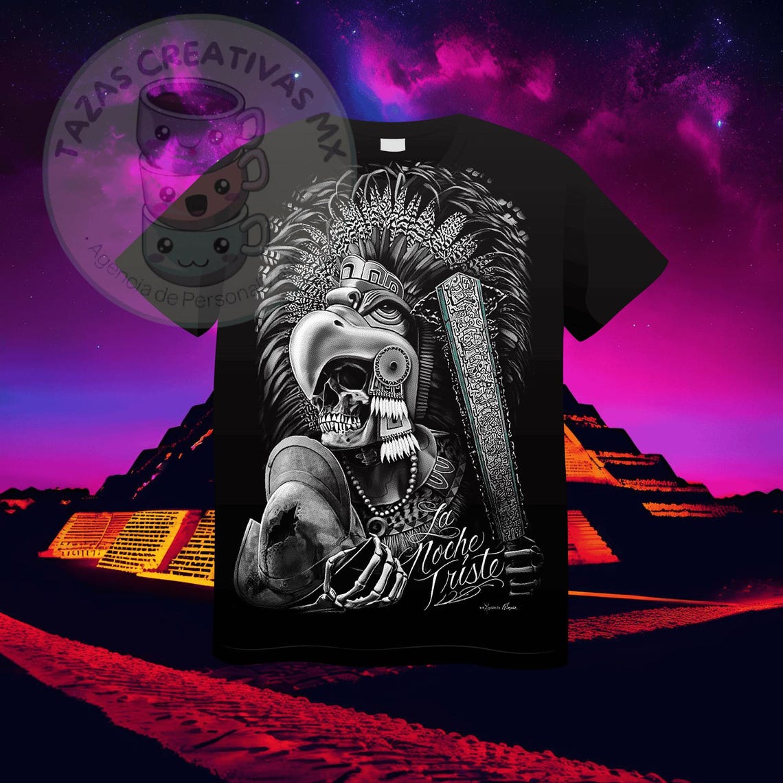 Exclusive DTF Designs: Black T-shirts With Pre-hispanic Art and Aztec ...