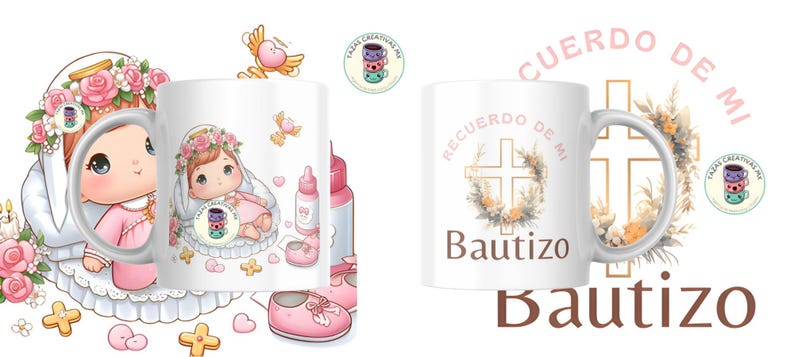 Baptism Mug: Sublimation Design | Boy and Girl | 2x1 Download | Svg ...