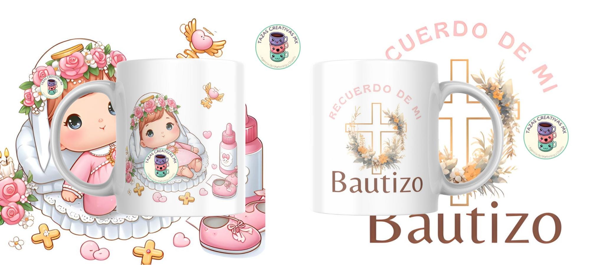 Baptism Mug: Sublimation Design | Boy and Girl | 2x1 Download | Svg ...