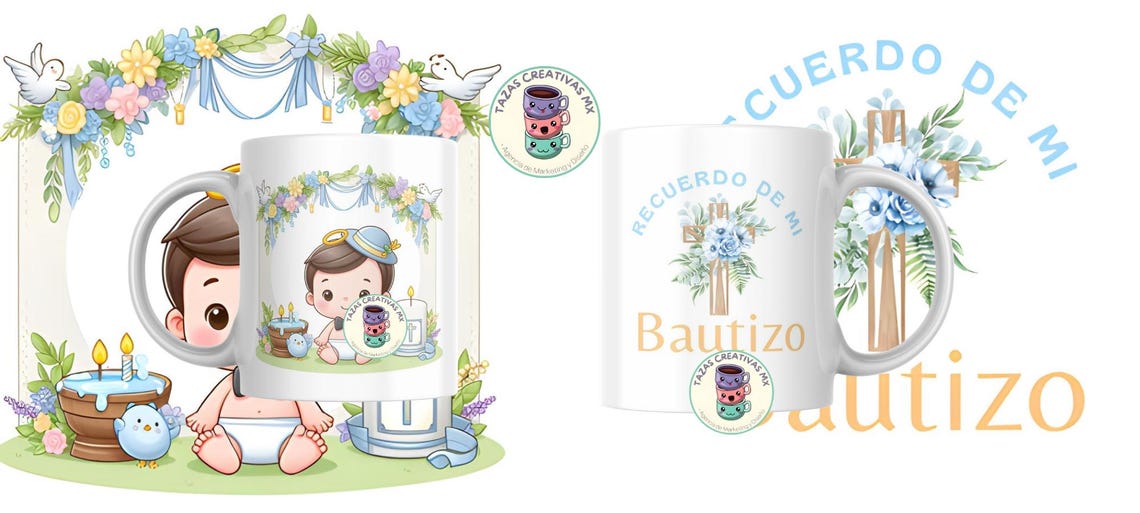 Baptism Mug: Sublimation Design | Boy and Girl | 2x1 Download | Svg ...