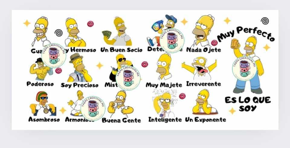 Plantilla Taza Los Simpson Homer 15 Frases Divertidas Guapo Poderoso ...