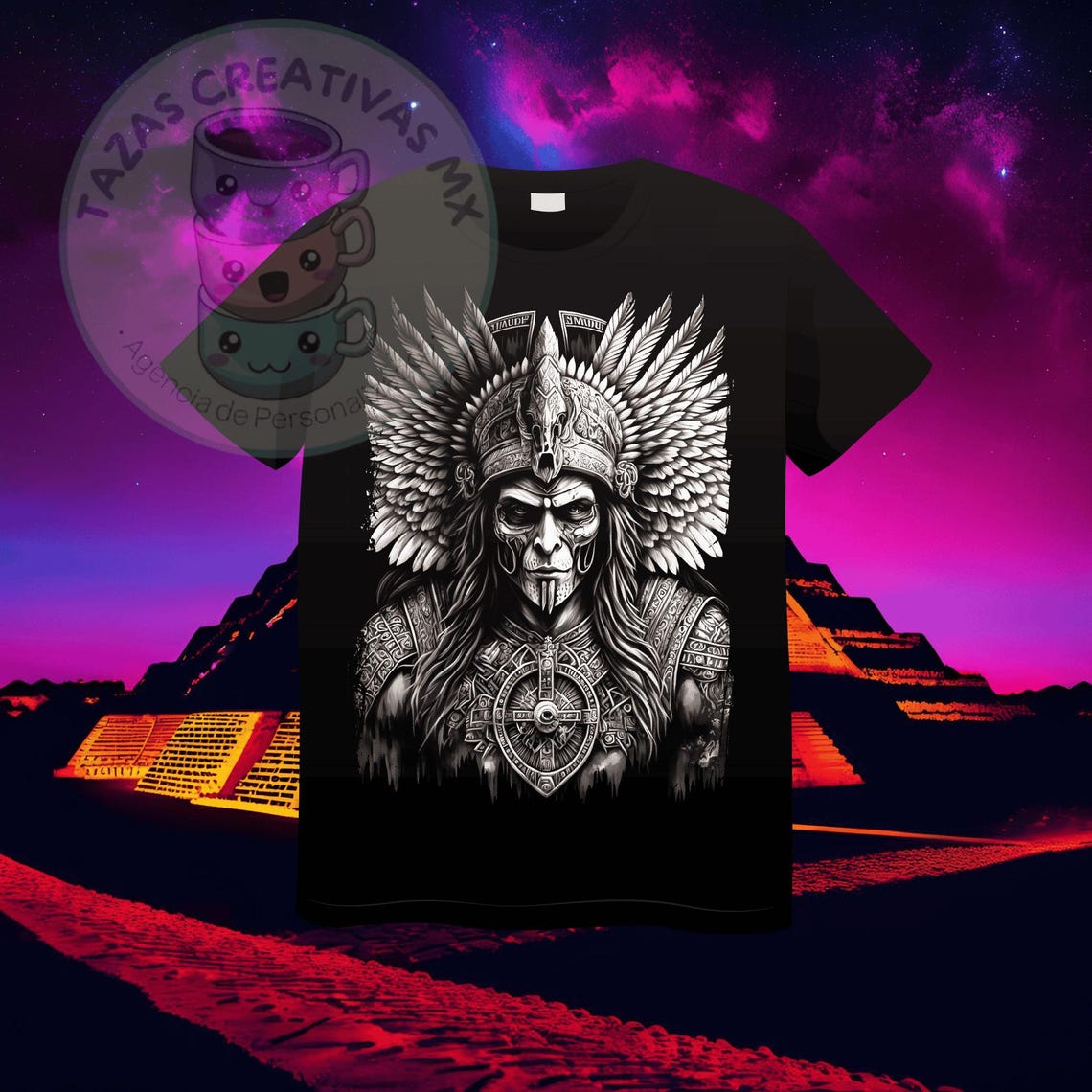 Exclusive DTF Designs: Black T-shirts With Pre-hispanic Art and Aztec ...