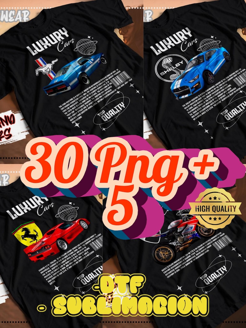 35 PNG Designs: Modern Cars and Motorcycles for DTF With High-quality ...