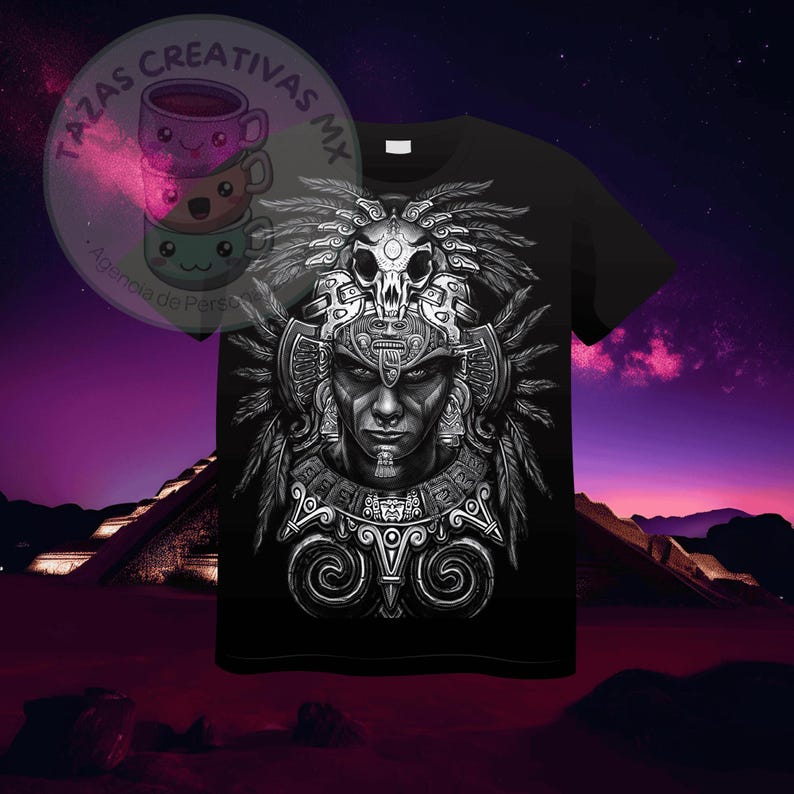 Exclusive DTF Designs: Black T-shirts With Pre-hispanic Art and Aztec ...