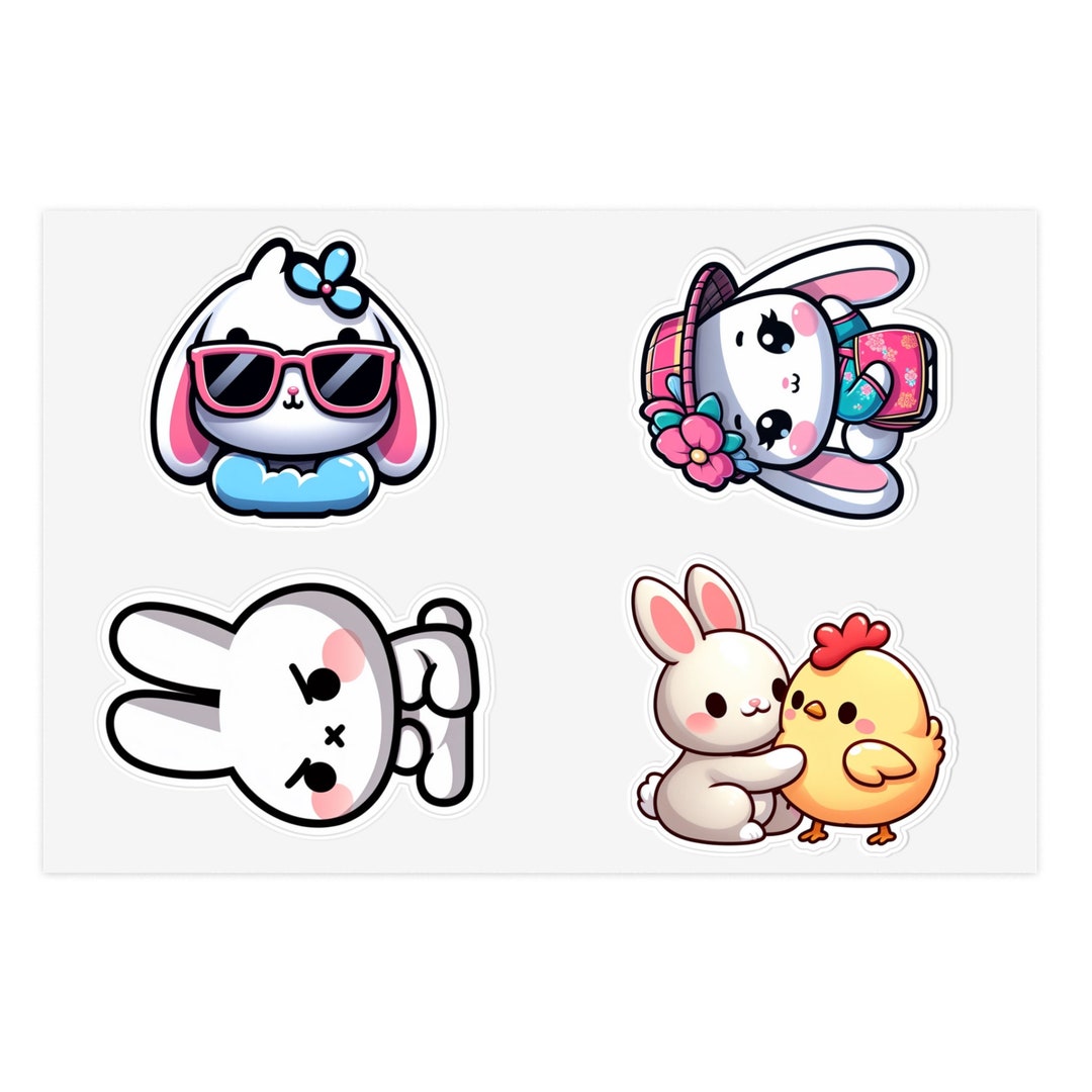 Bunny Kawaii Sticker Sheet for Water Bottle, Laptop, Notebook, Gift ...