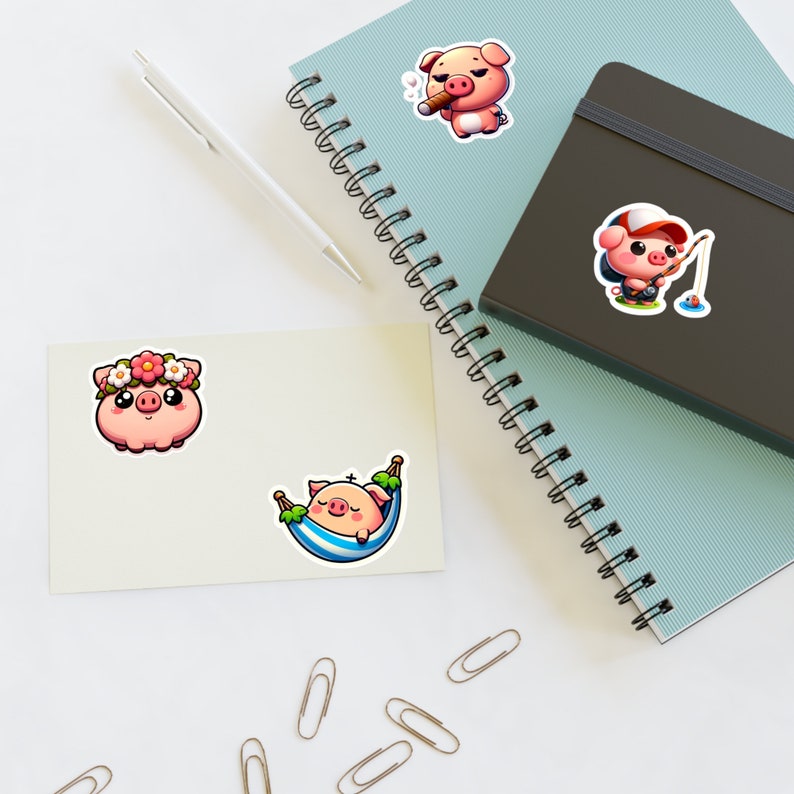 Pig Cute Kawaii Sticker Sheet for Water Bottle, Laptop, Notebook, Gift ...