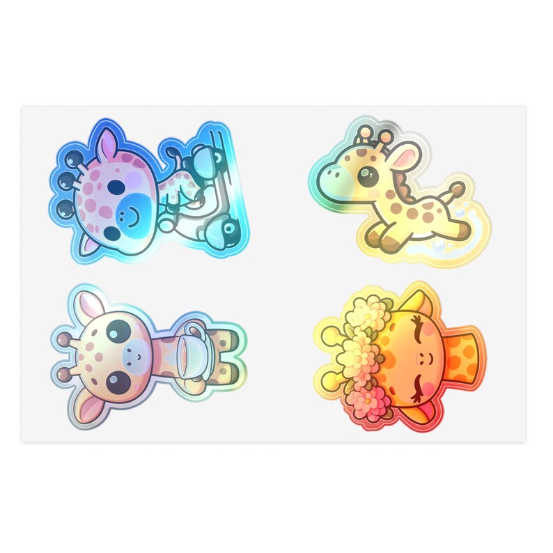 Giraffe Cute Kawaii Sticker Sheet for Water Bottle, Laptop, Notebook ...