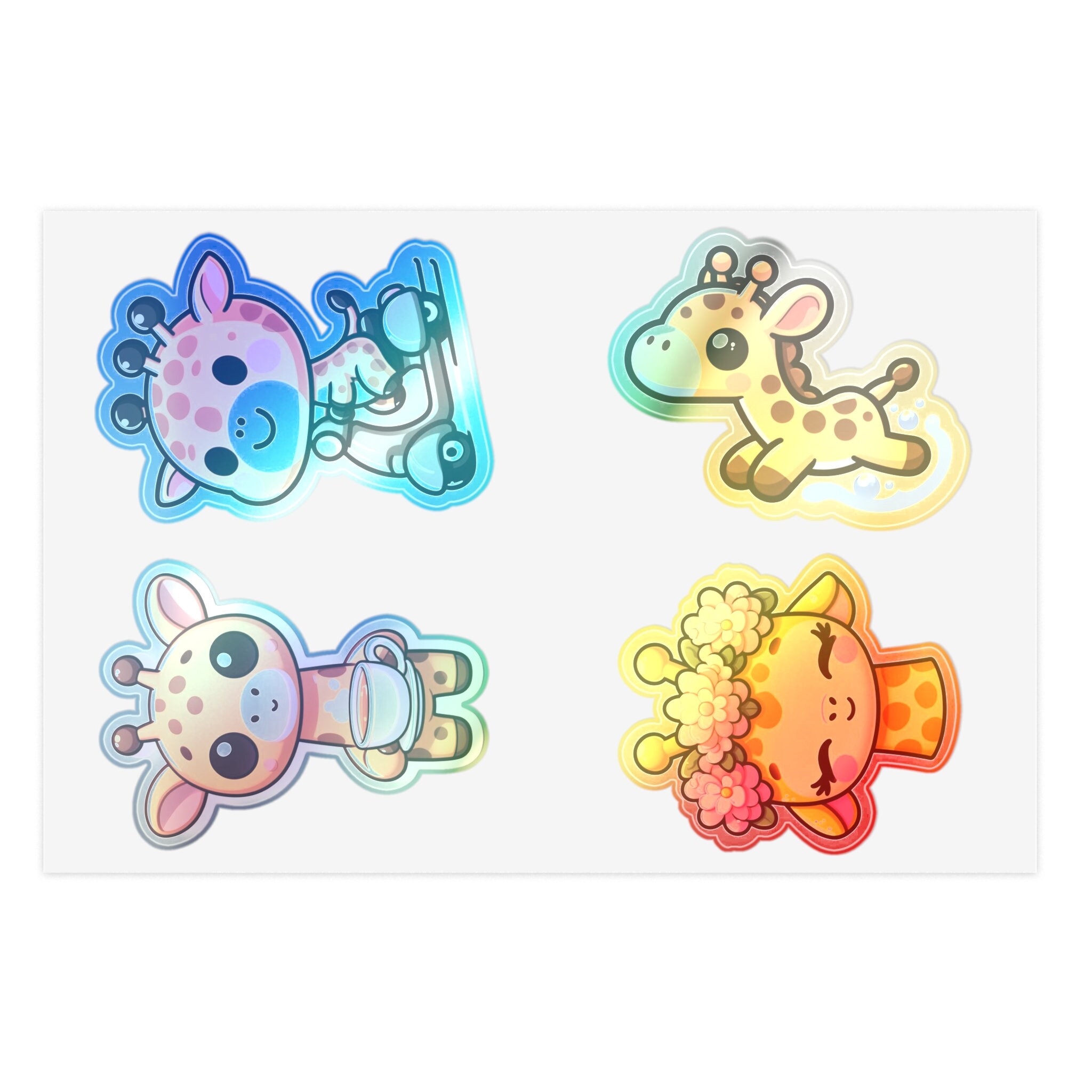 Giraffe Cute Kawaii Sticker Sheet for Water Bottle, Laptop, Notebook ...