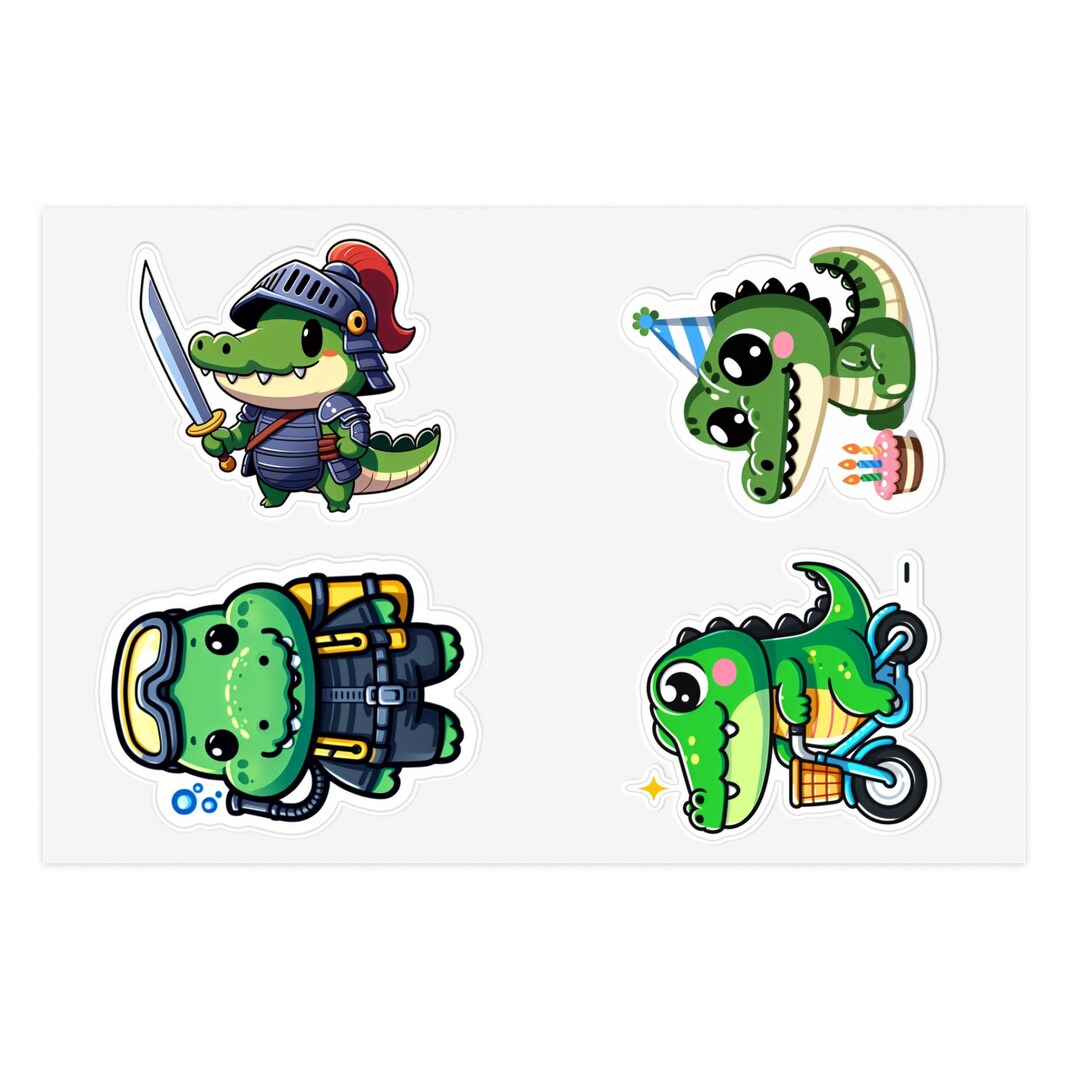 Crocodile Cute Kawaii Sticker Sheet for Water Bottle, Laptop, Notebook ...