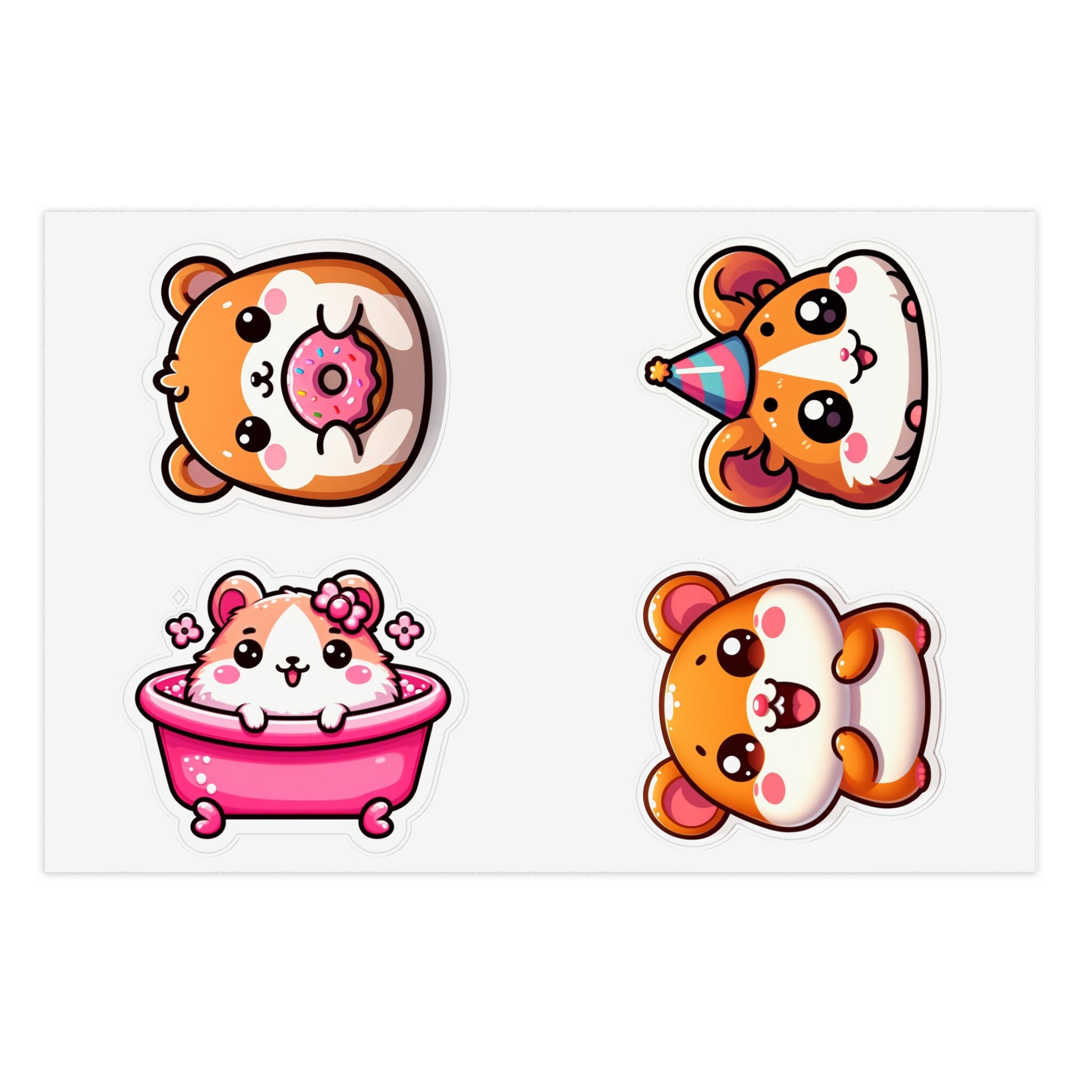 Cute Hamster Kawaii Sticker Sheet for Water Bottle, Laptop, Notebook ...