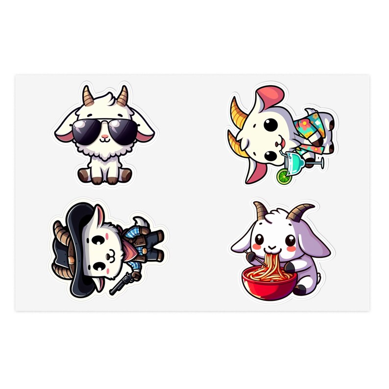 Goat Cute Kawaii Sticker Sheet for Water Bottle, Laptop, Notebook, Gift ...