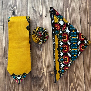 Handmade Ankara Necktie Set: African Print Tie, Lapel Pin & Cufflinks ...