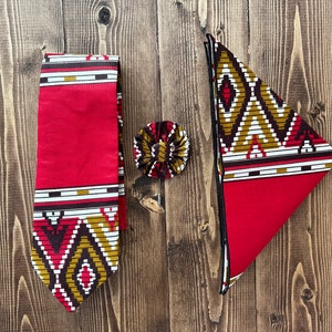Handmade Ankara Necktie Set: African Print Tie, Lapel Pin & Cufflinks ...