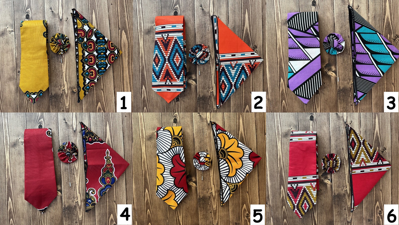 Handmade Ankara Necktie Set: African Print Tie, Lapel Pin & Cufflinks ...