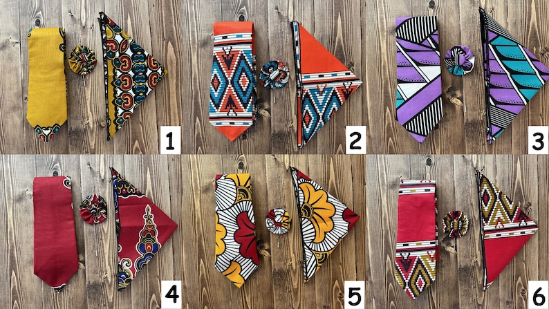 Handmade Ankara Necktie Set: African Print Tie, Lapel Pin & Cufflinks ...