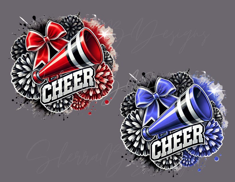 Cheer Megaphone & Pom Pom PNG: Team Color Sublimation (digital Download ...