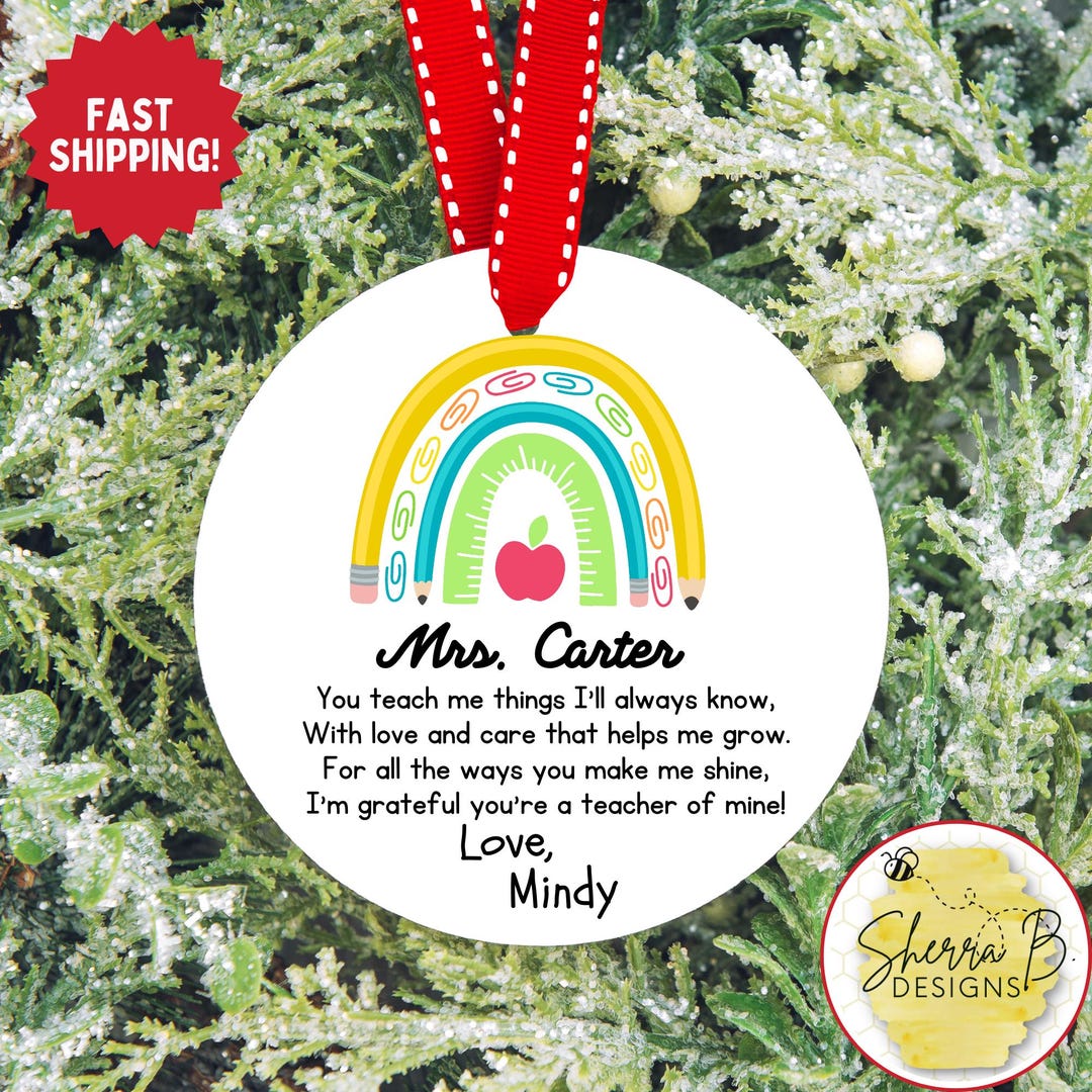 Poem Teacher Christmas Ornaments - Personalized Ceramic Designs ...