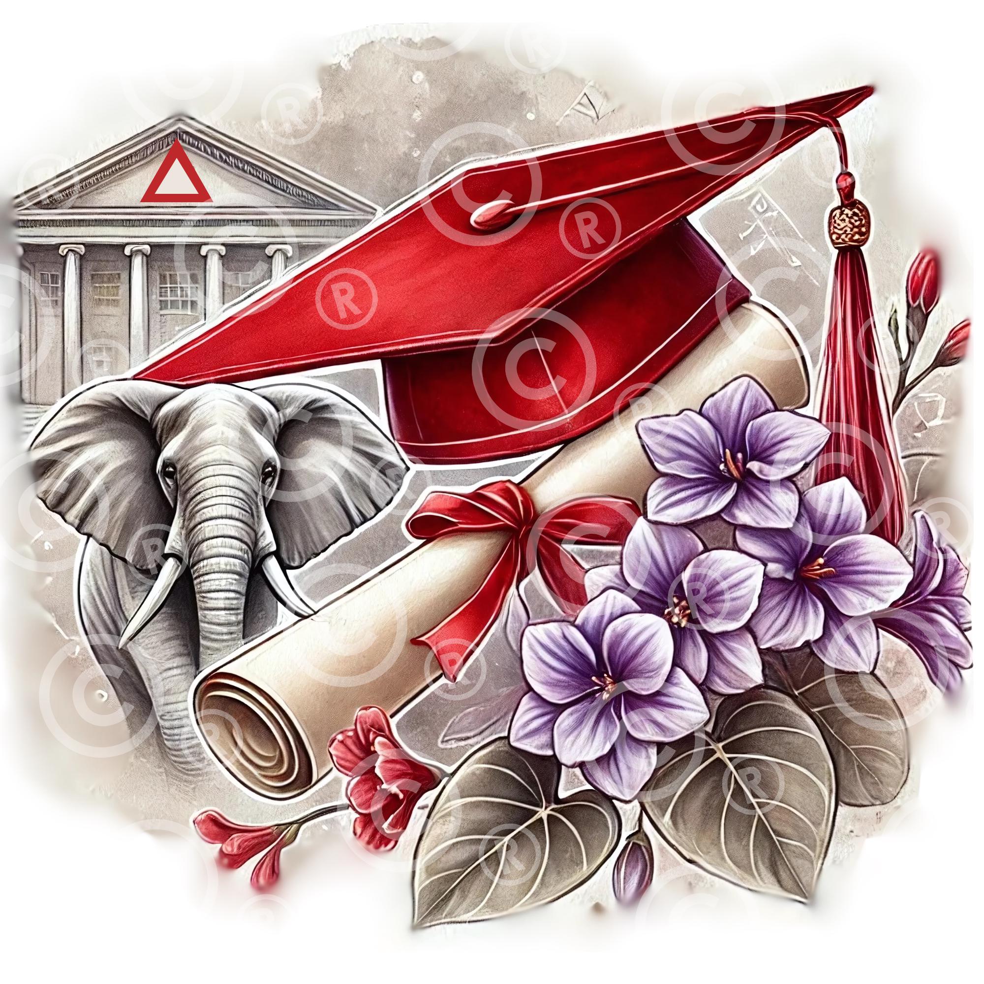 DST Graduation PNG Bundle: Red & White Elephant Sorority Designs ...
