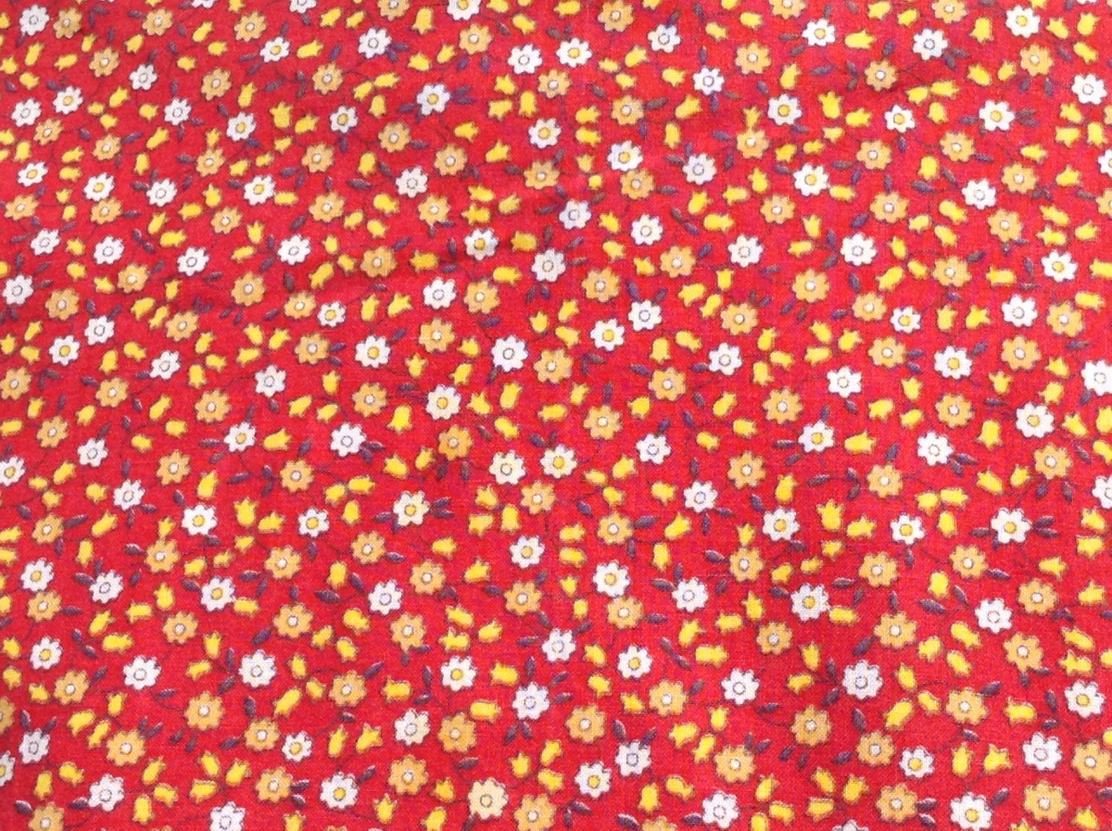 Vintage Red Cotton Print Dress Bell Sleeves - Etsy
