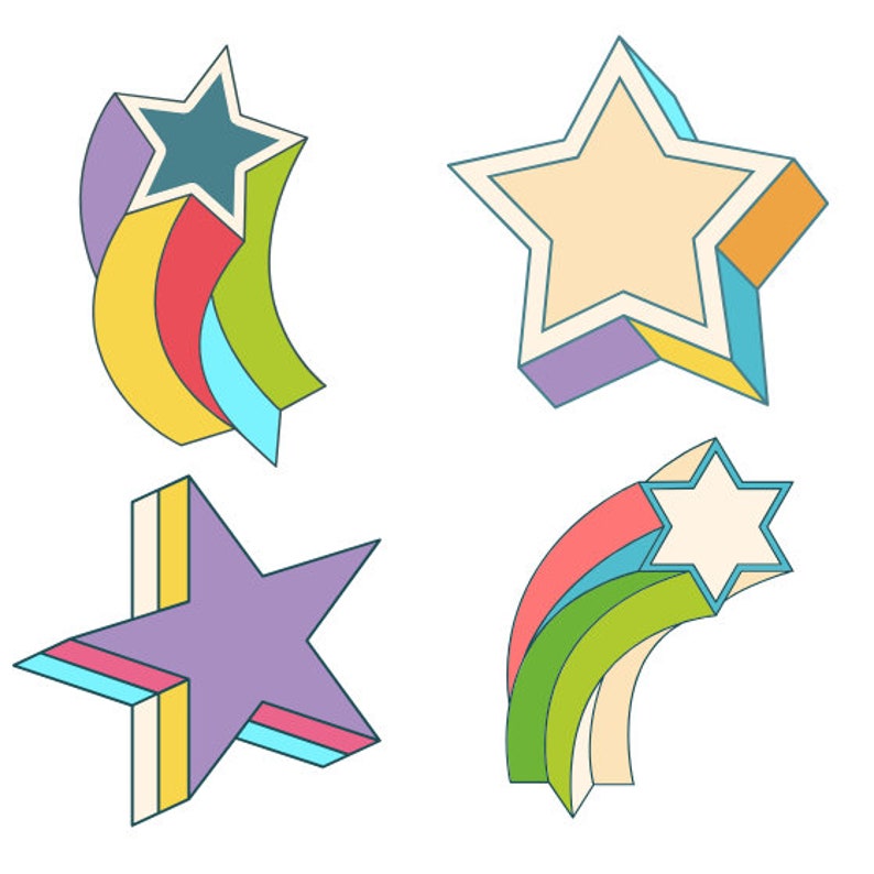 70s Star Stickers - Etsy