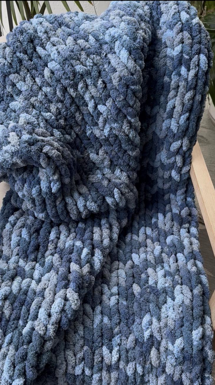 Shades of Blue Chunky Blanket Handmade Soft & Cozy Handmade Gift Chunky ...