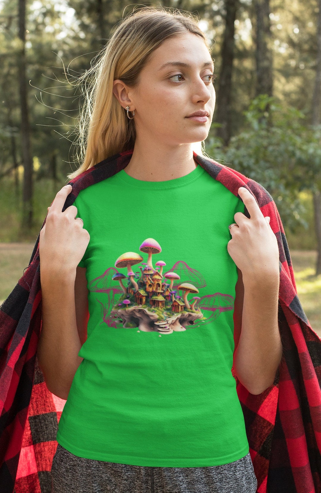 Magic Mushroom Village T-shirt , Trippy Mushroom Shirt , Mushroom Magic ...