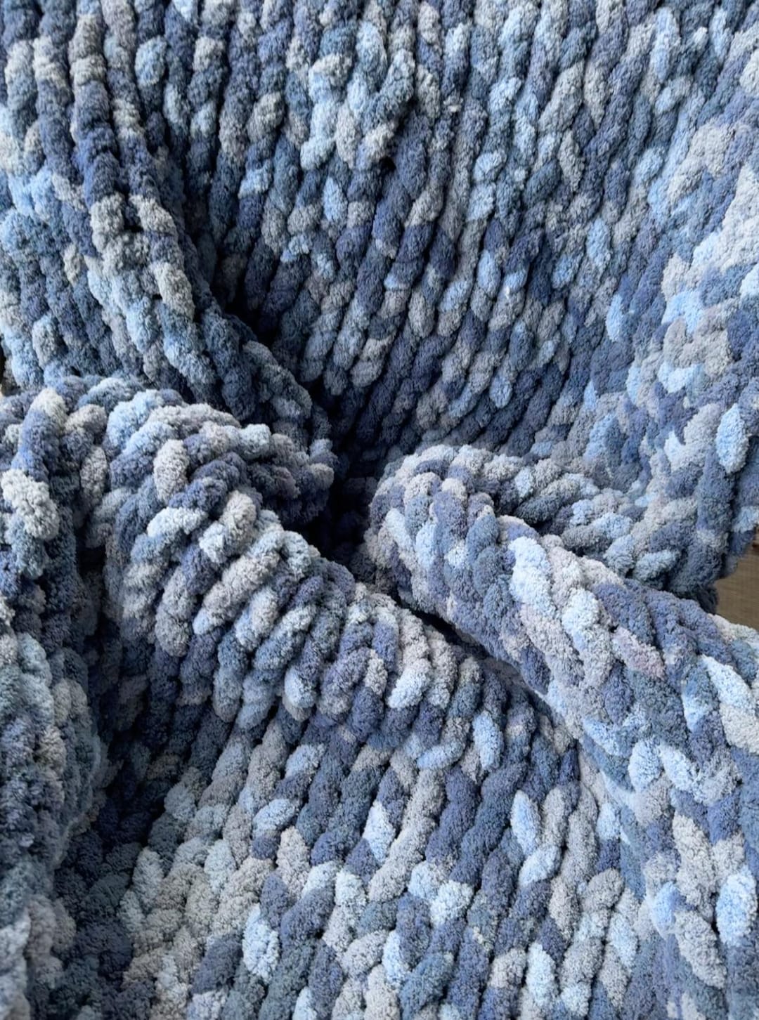 Shades of Blue Chunky Blanket Handmade Soft & Cozy Handmade Gift Chunky ...