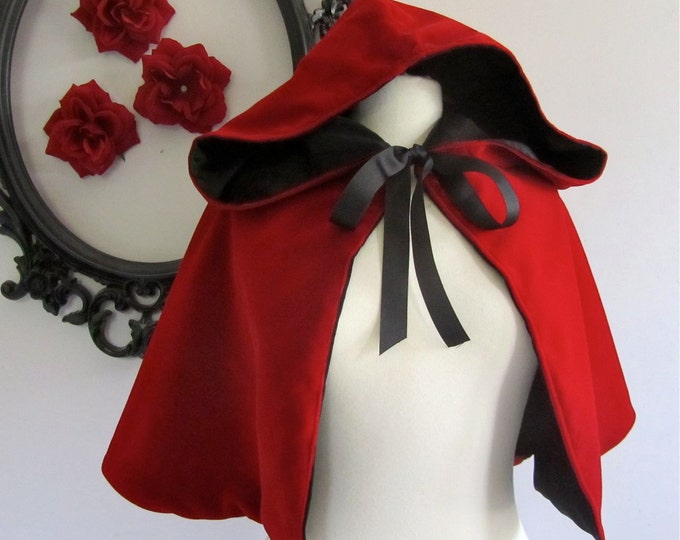 Red Riding Hood Cape Red Hooded Capelet for Adults Velvet - Etsy