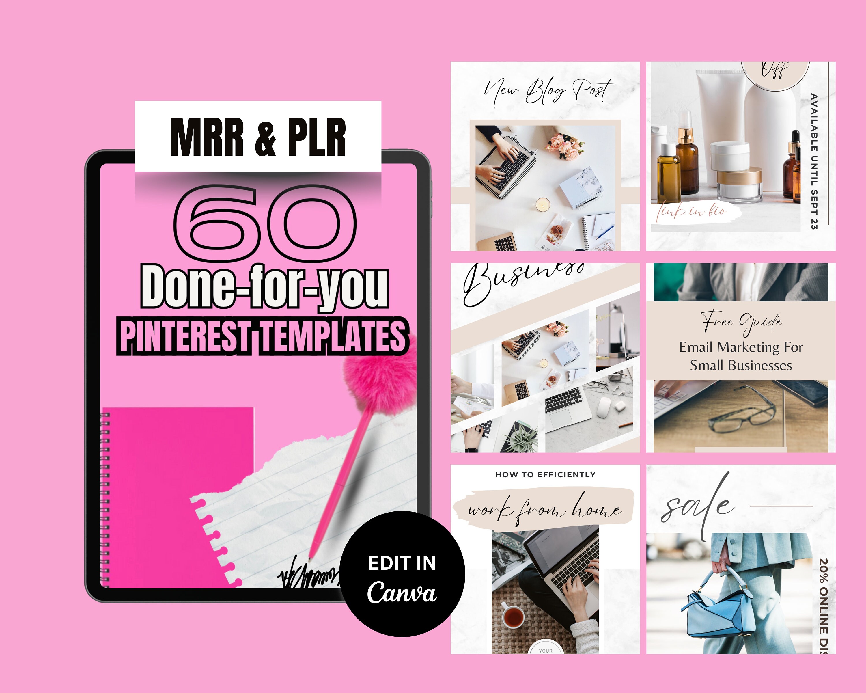 60 Pinterest Templates, MRR, PLR, Done for You Ebook, Ebook Template ...