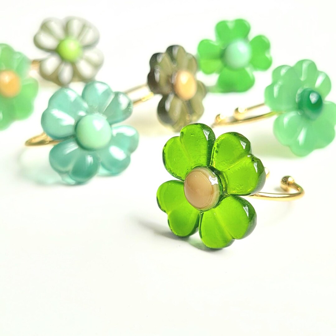 Fused Glass Fidget Spinner Anxiety Clover Leaf Ring 18k Gold Plated - Etsy