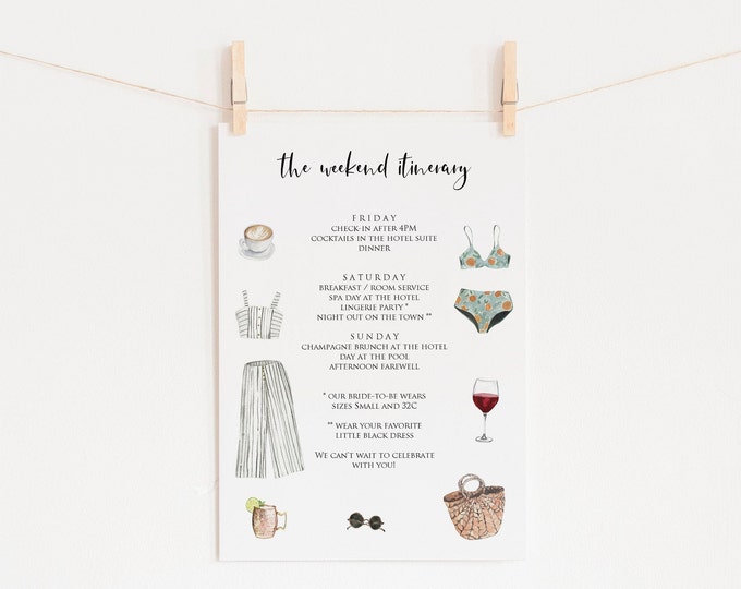 Girls Weekend Itinerary Template Instant Download Editable - Etsy