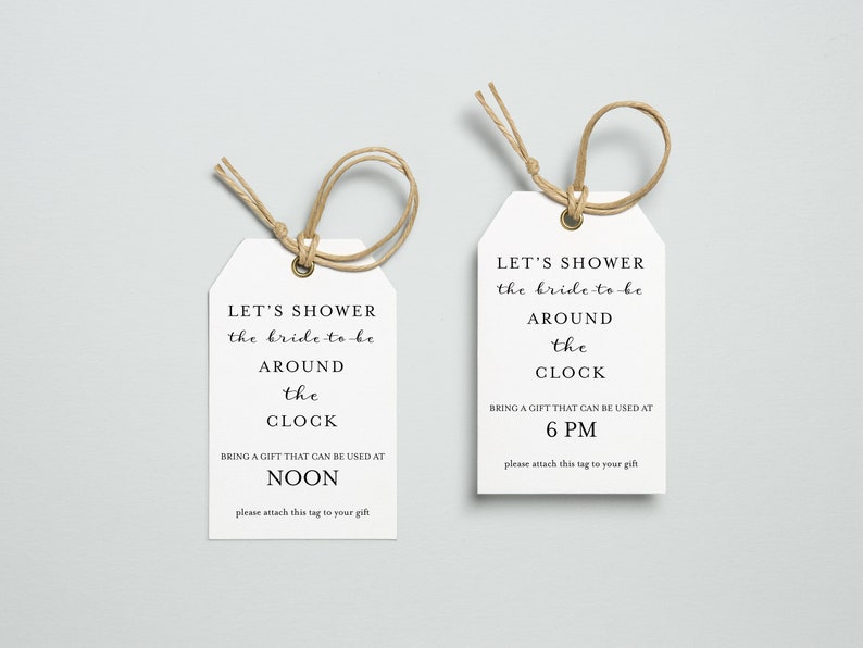 Around the Clock Time Tags Bridal Shower 24 Tags BROOKE - Etsy