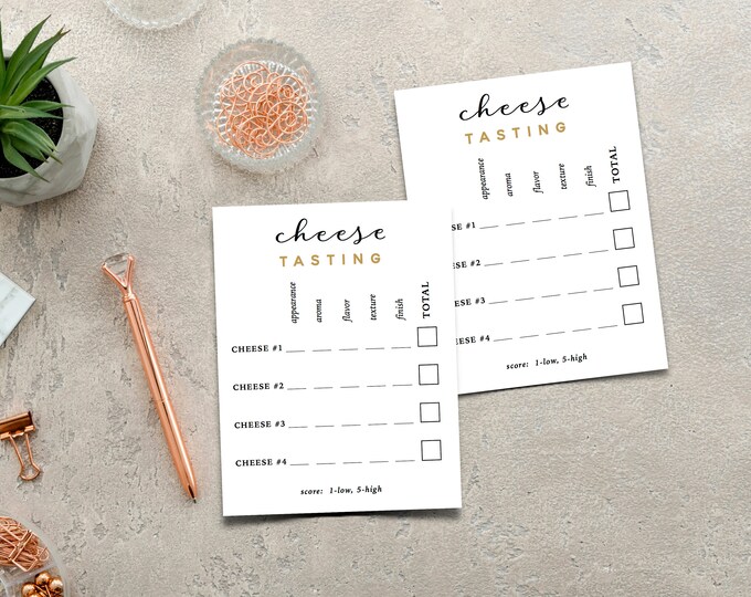 Cheese Tasting Score Card for up to 4 Cheeses Printable - Etsy