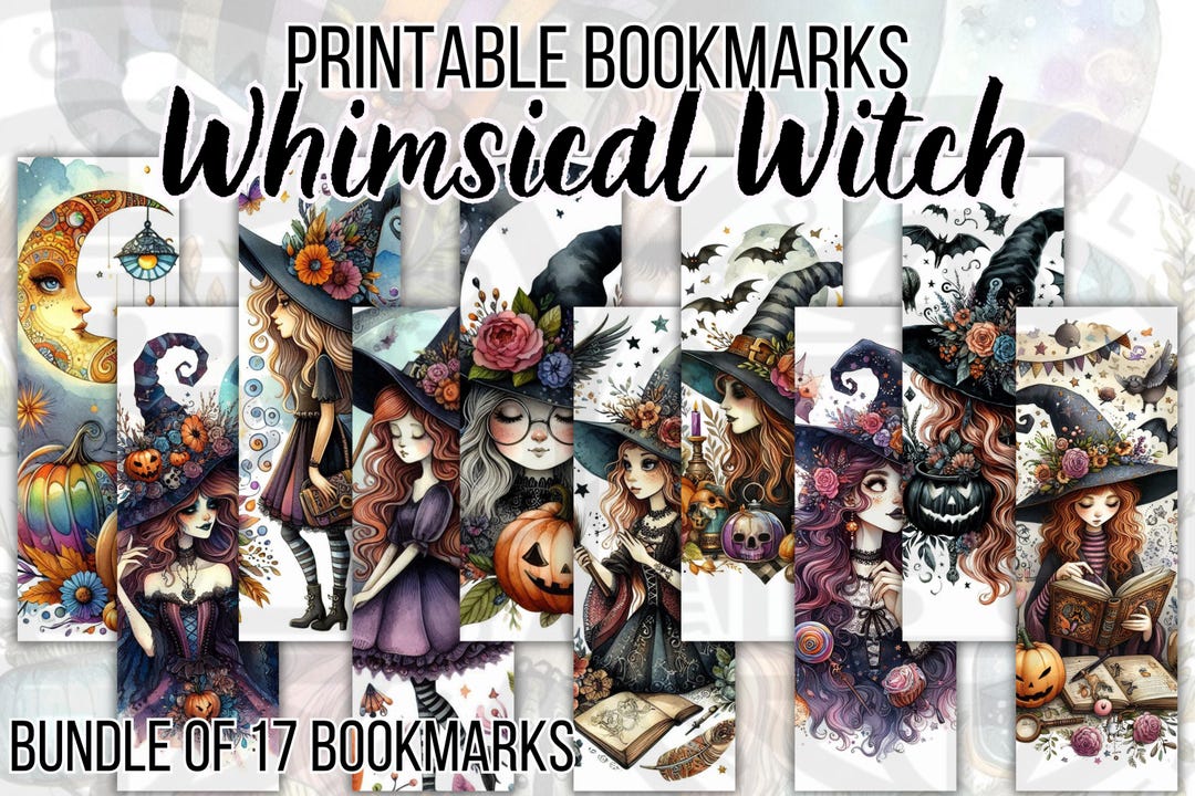 Whimsical Witch Bookmarks | Cute Halloween Printable Set | Digital ...