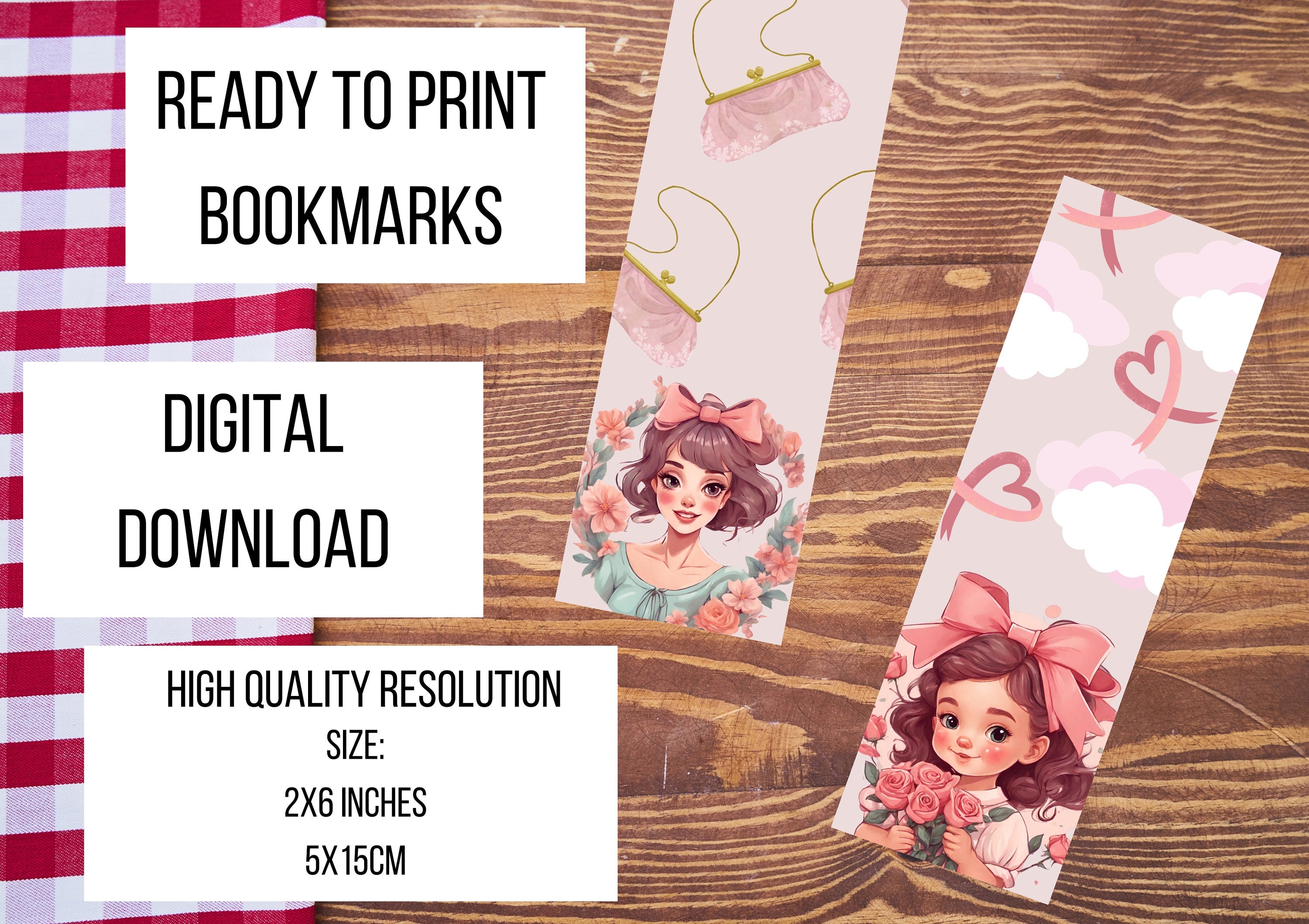 Coquette Style Printable Bookmark Set 13 Chic Girly Designs in Soft ...