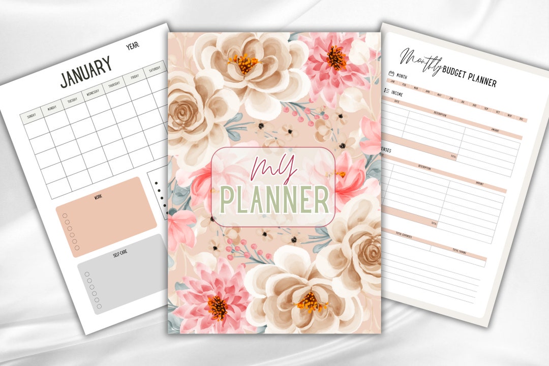 Floral Monthly Planner: Undated Digital Printable (PDF) - Etsy