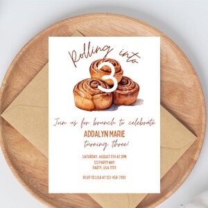 Sweet Roll- Rolling Into Canva Birthday Invite Template- Brunch ...