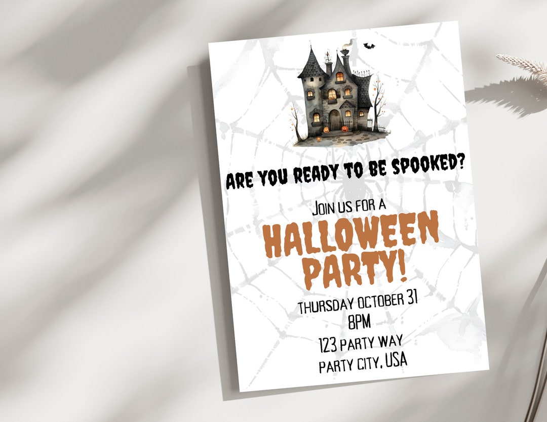 Spooky Halloween Party Canva Invitation Template- Halloween, Spooky ...