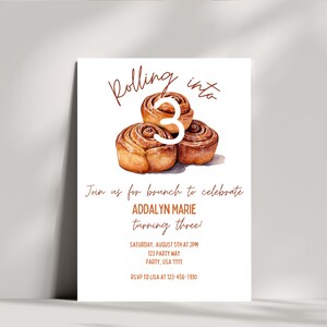Sweet Roll- Rolling Into Canva Birthday Invite Template- Brunch ...