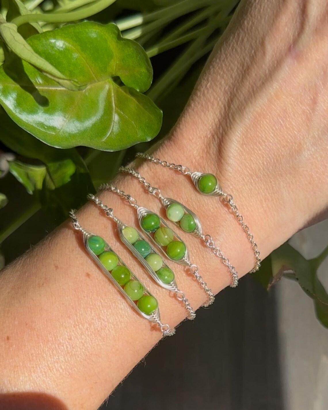 Sterling Silver Peas in a Pod Bracelet, Mother of Pearl Jewelry - Etsy