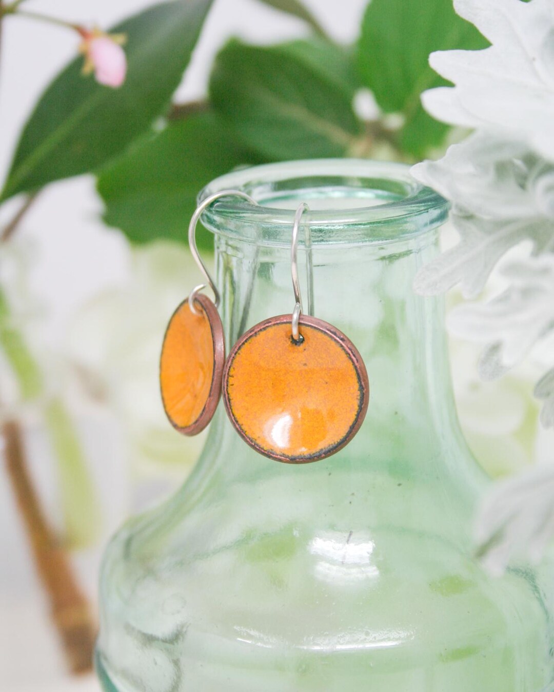 Honey Bee Enameled Penny Earrings – Yellow, Amber Copper Jewelry, Lucky ...
