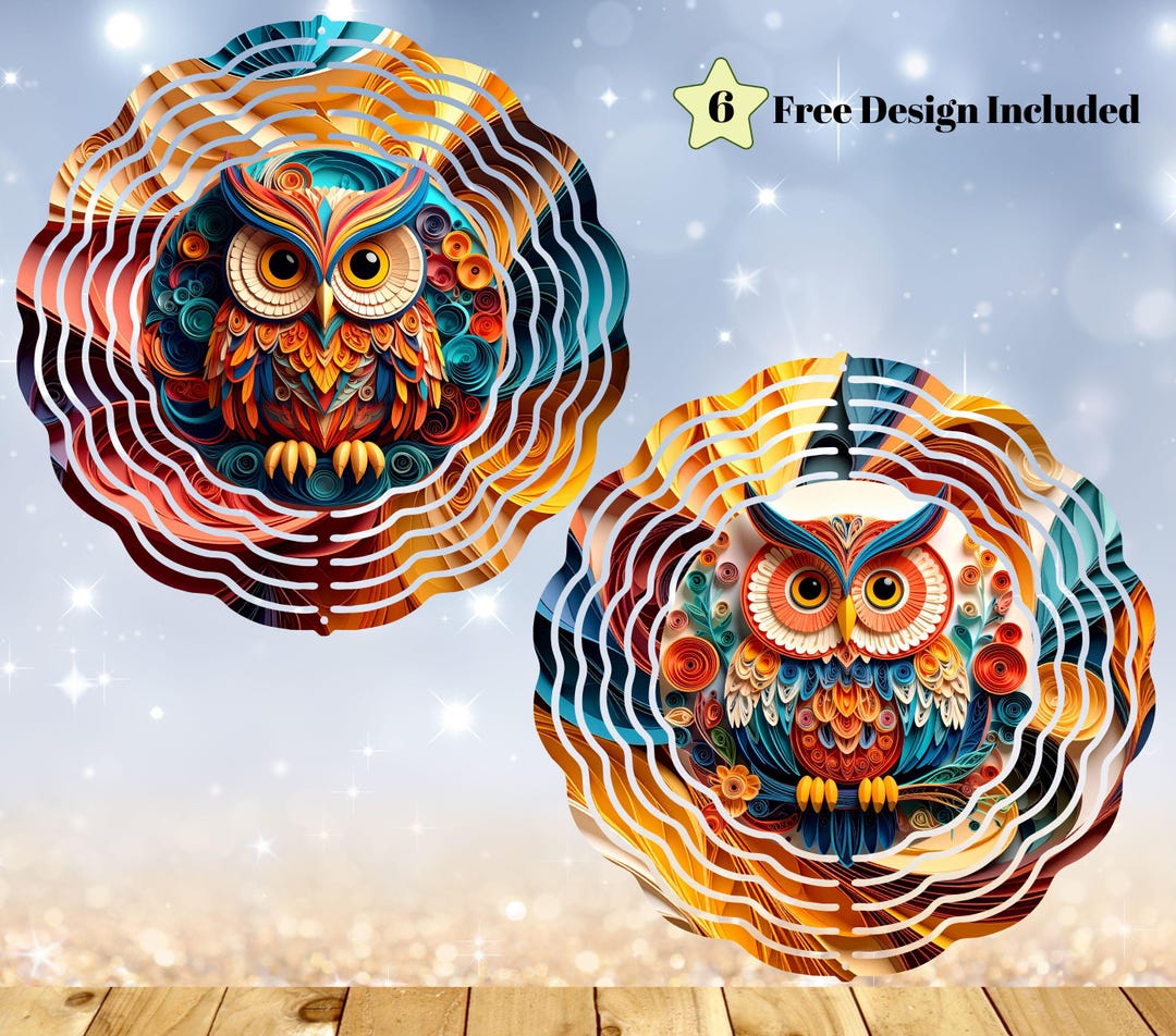 Colorful Owl Wind Spinner PNG, Paper Quilling Owl Clipart, Fall Boho ...
