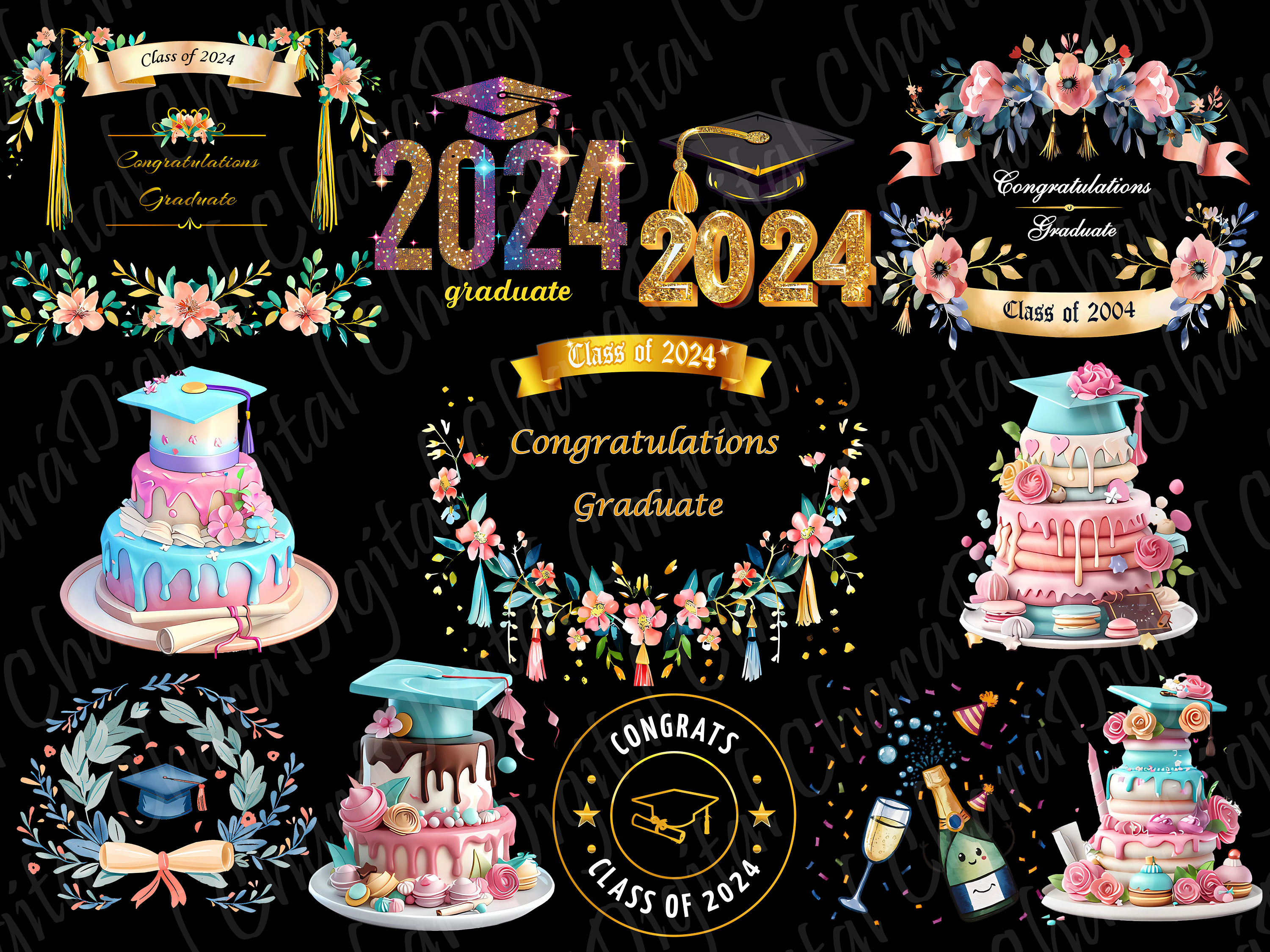 Graduation 2024 Clipart Png, GRAD Clipart Png, Graduation Clipart, Cute ...