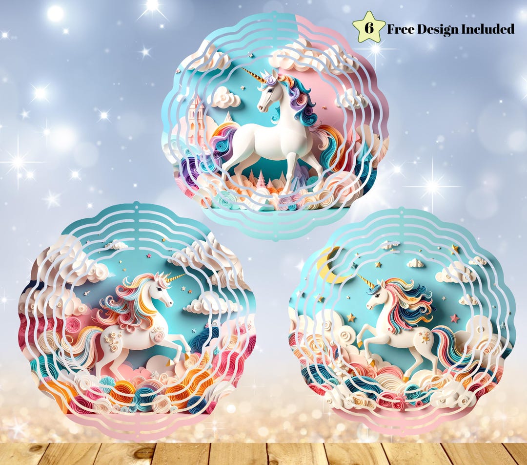 3D Unicorn Spinner PNG, Magical Wind Spinner Sublimation Design ...